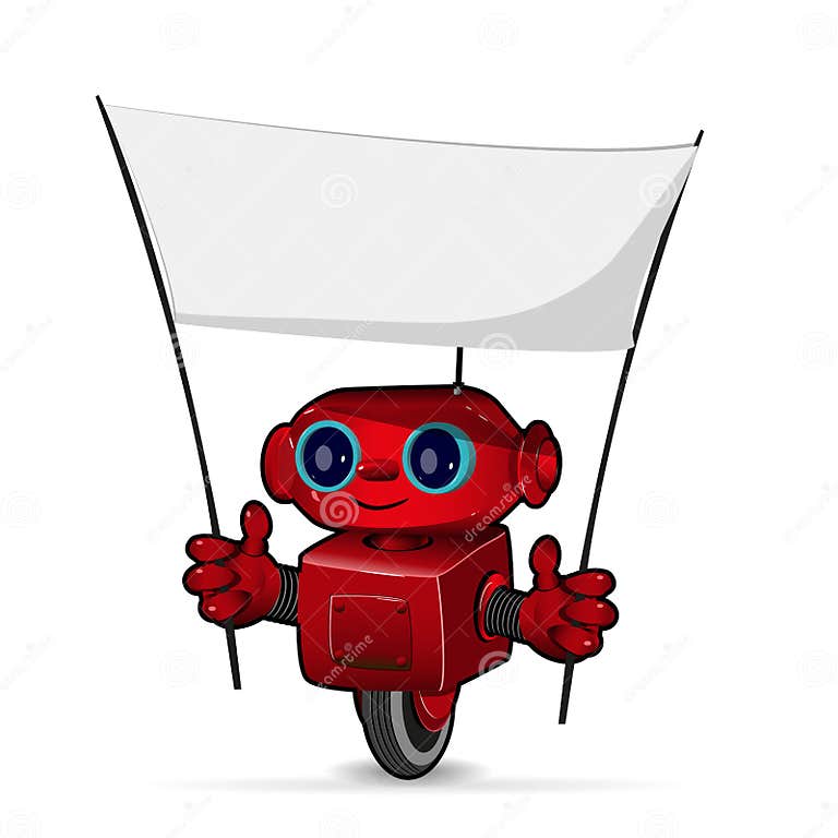 Le Robot Rouge Avec Une Affiche Illustration de Vecteur - Illustration ...