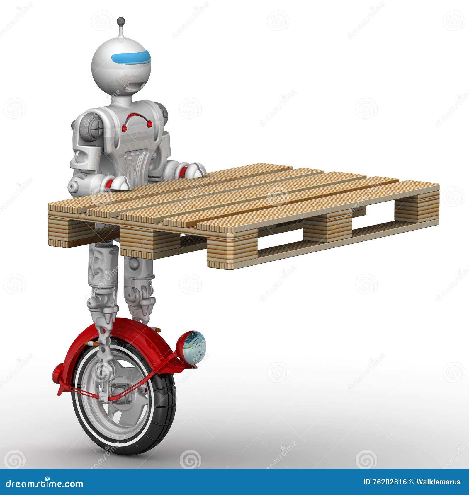 Le Robot Sur Le Monocycle Tient Une Palette Illustration Stock ...