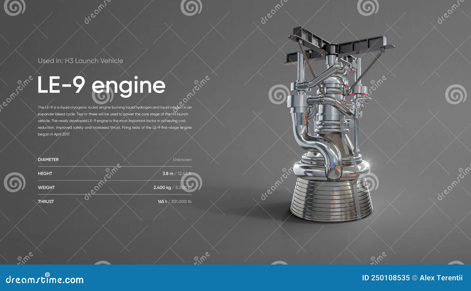LE-9 Rocket Engine 3D Illustration Poster Editorial Image ...