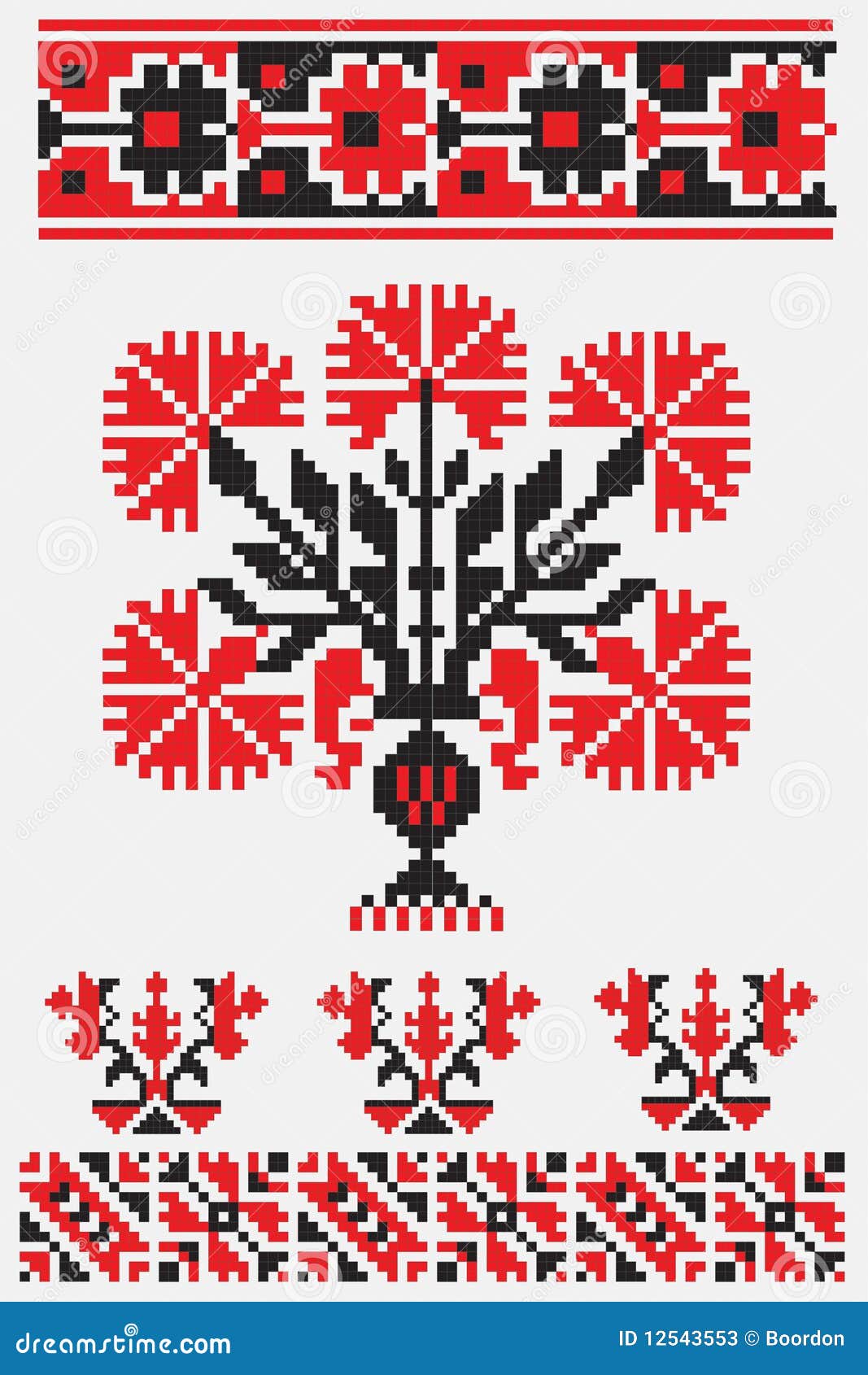 Le Roumain Brodent Des Fleurs Illustration de Vecteur - Illustration du ...