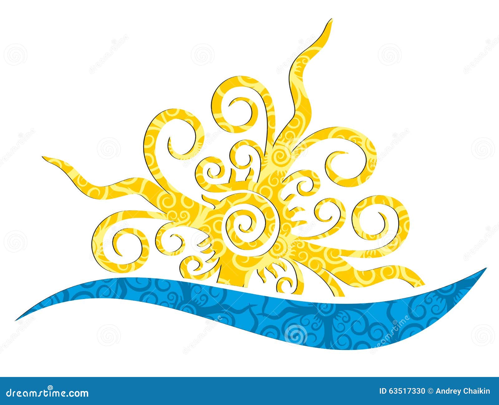 Le soleil et mer de logo illustration de vecteur. Illustration du ...