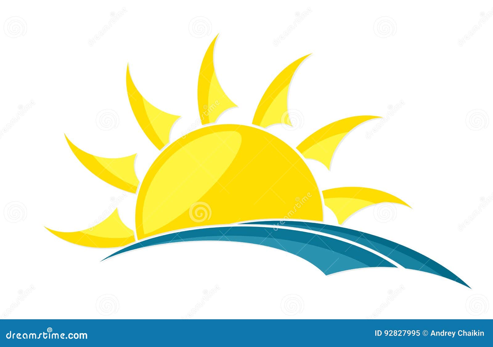 Le soleil et mer de logo illustration de vecteur. Illustration du bleu ...