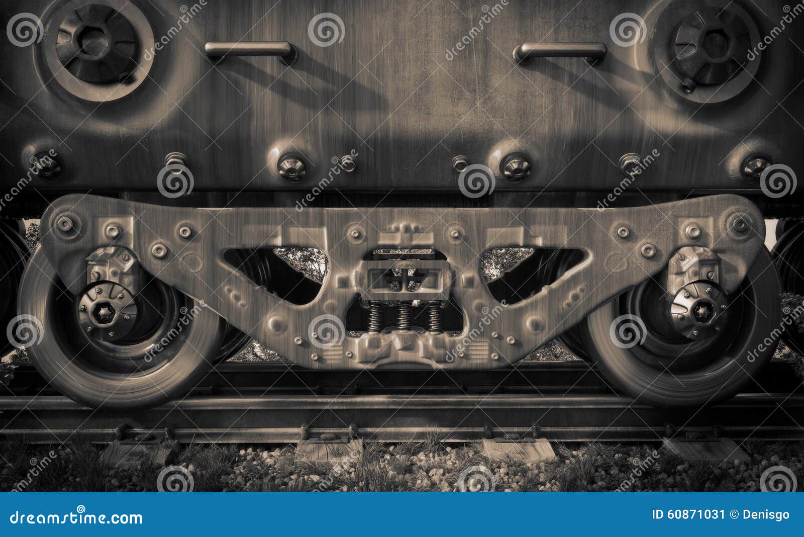 Le Train Industriel De Rail Roule La Technologie De Plan Rapproché ...