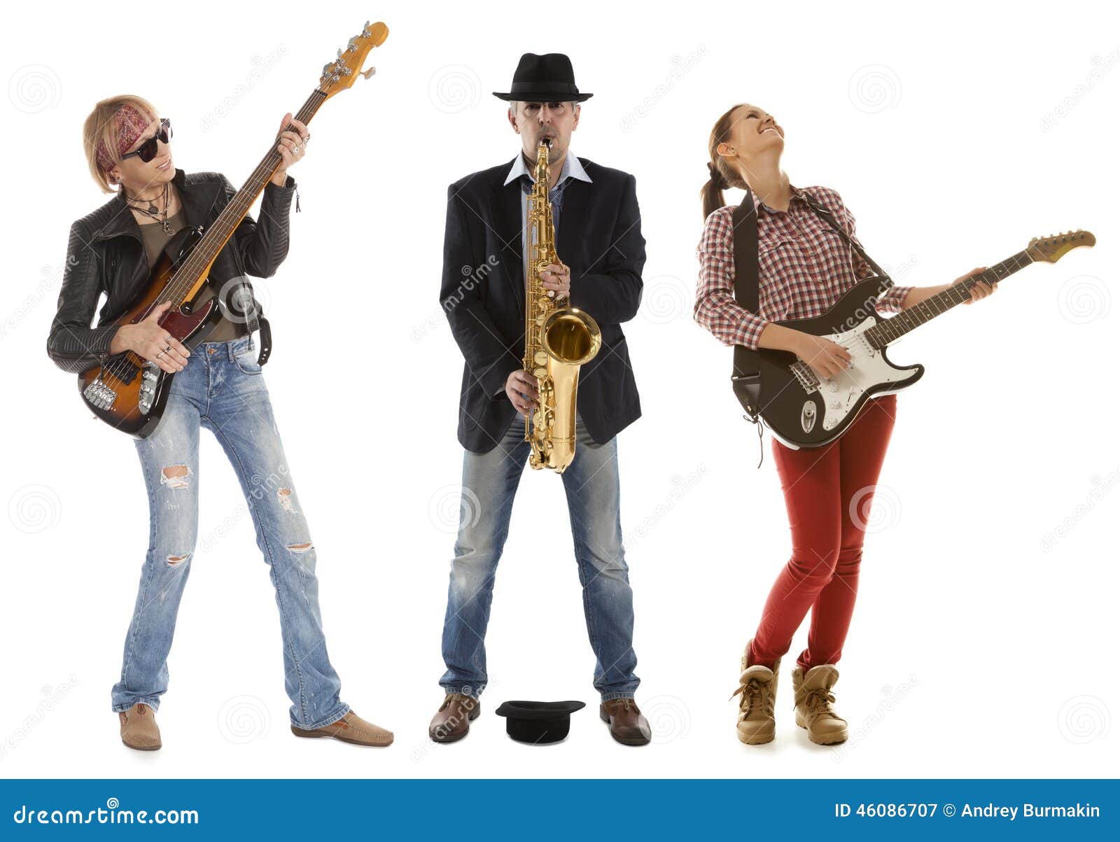 Le trio des musiciens image stock. Image du rendement - 46086707