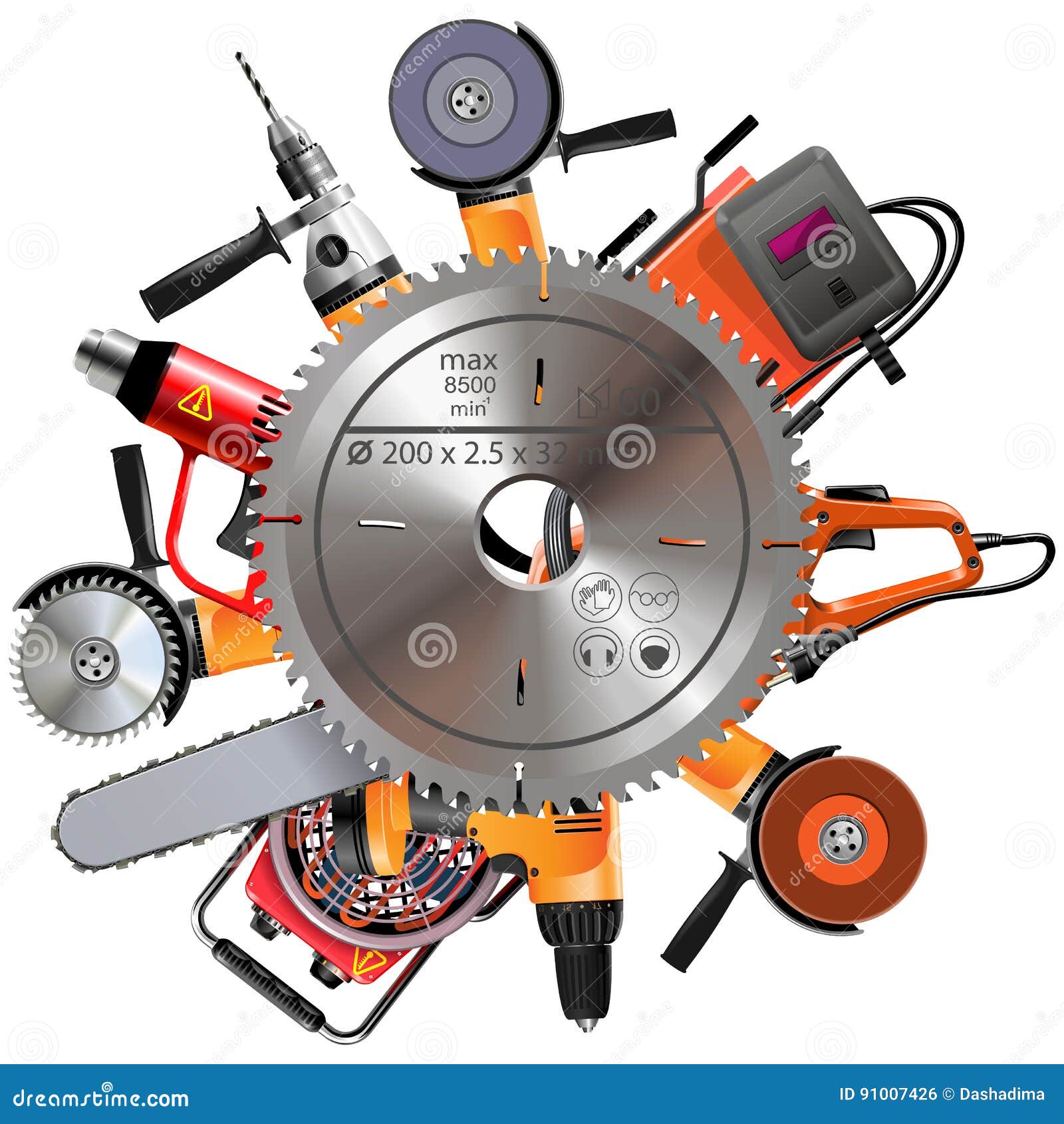 Le Vecteur a Vu Avec Des Machines-outils Illustration de Vecteur ...