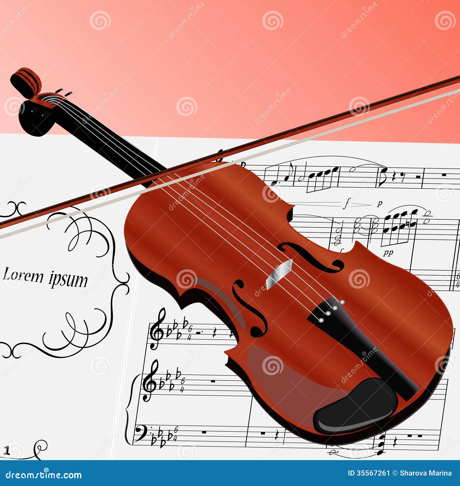 Le Violon Avec Les Notes Musicales Illustration de Vecteur ...