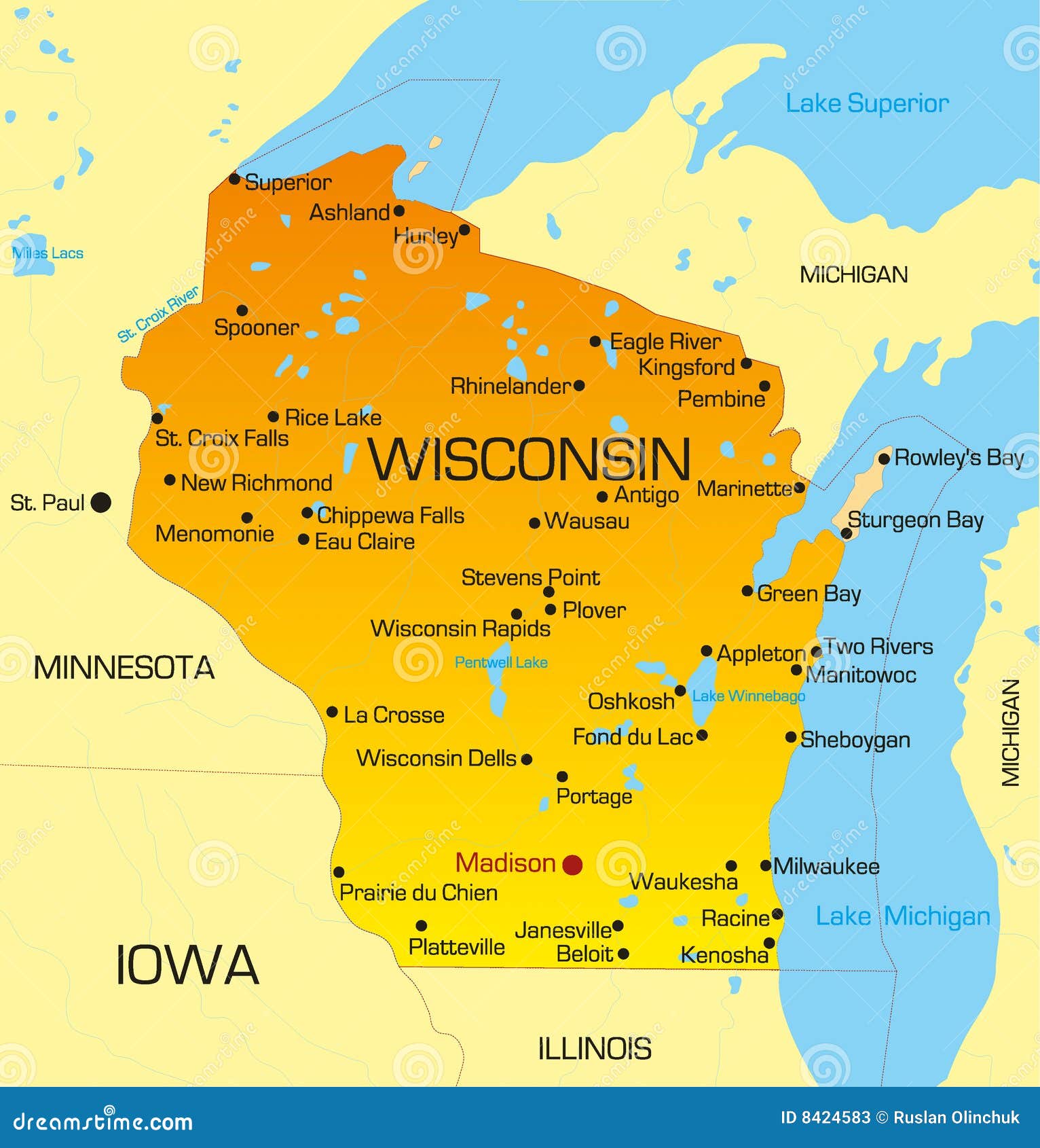 Le Wisconsin illustration de vecteur. Illustration du géographie - 8424583