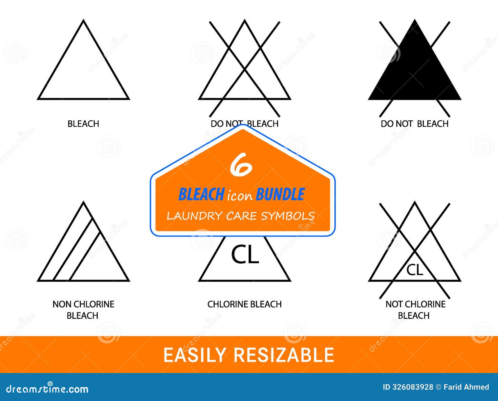 LEACH DRY Icon BUNDLE LAUNDRY CARE SYMBOLS Stock Vector - Illustration ...