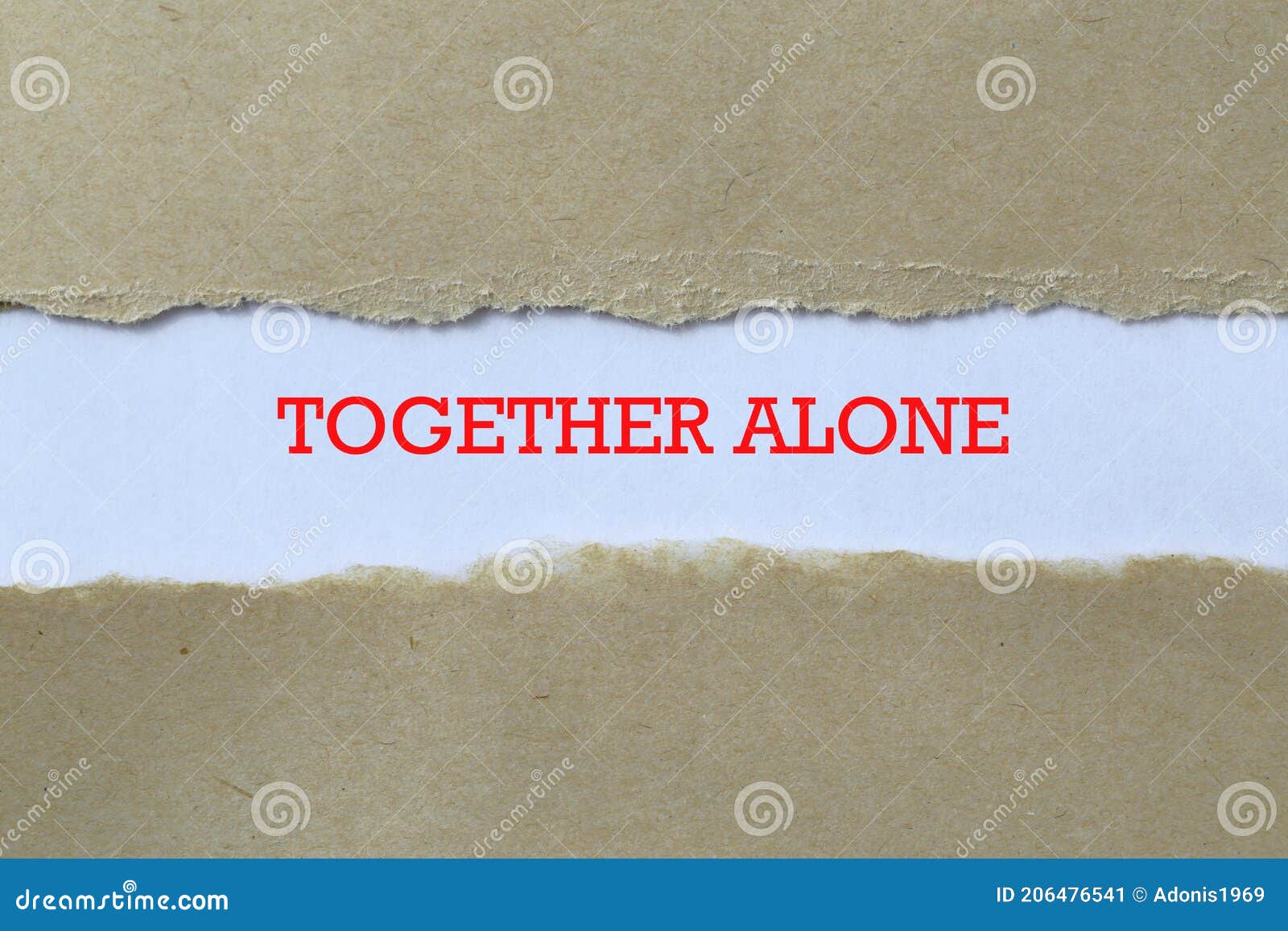 Together alone on paper stock image. Image of accepting - 206476541