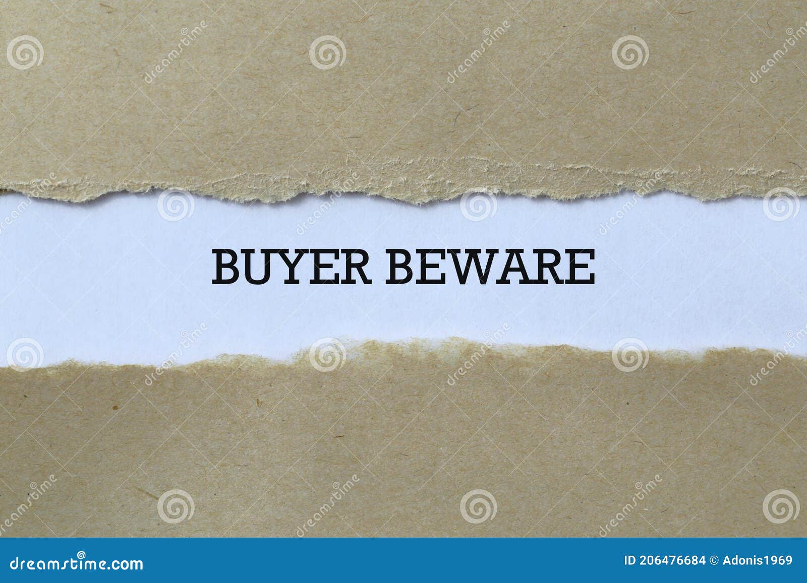 Buyer beware on paper stock photo. Image of background - 206476684