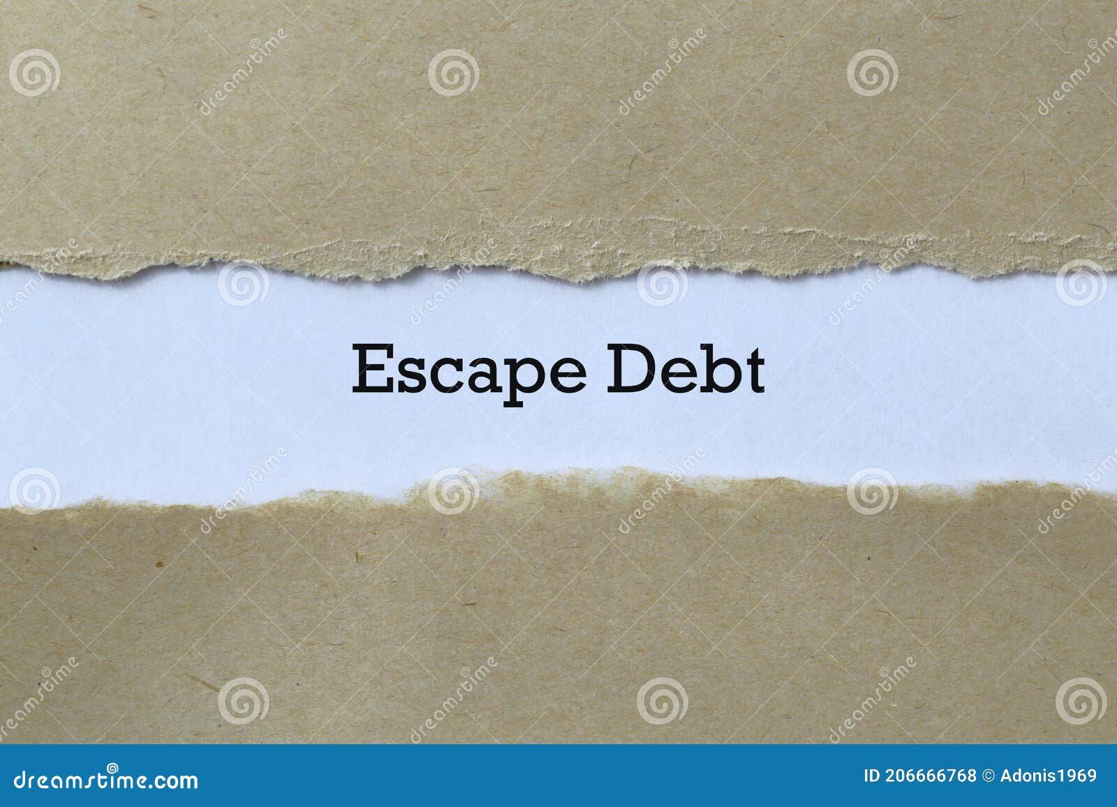 Escape debt on paper stock photo. Image of burden, debt - 206666768