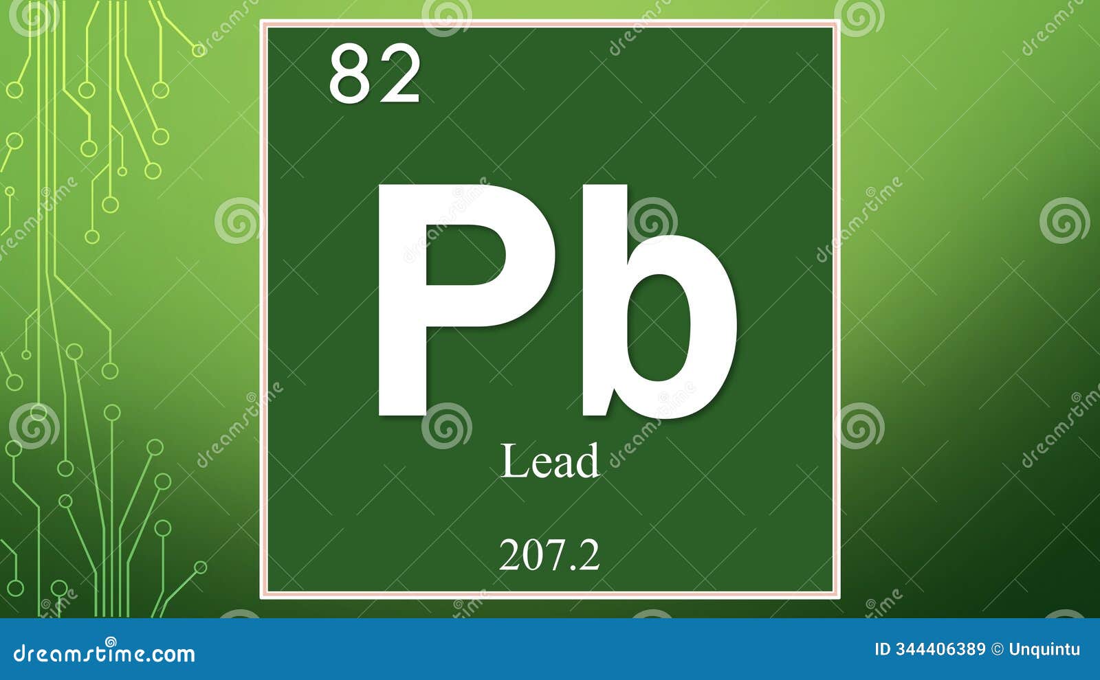 Lead Chemical Element Symbol on Green Abstract Background Stock ...
