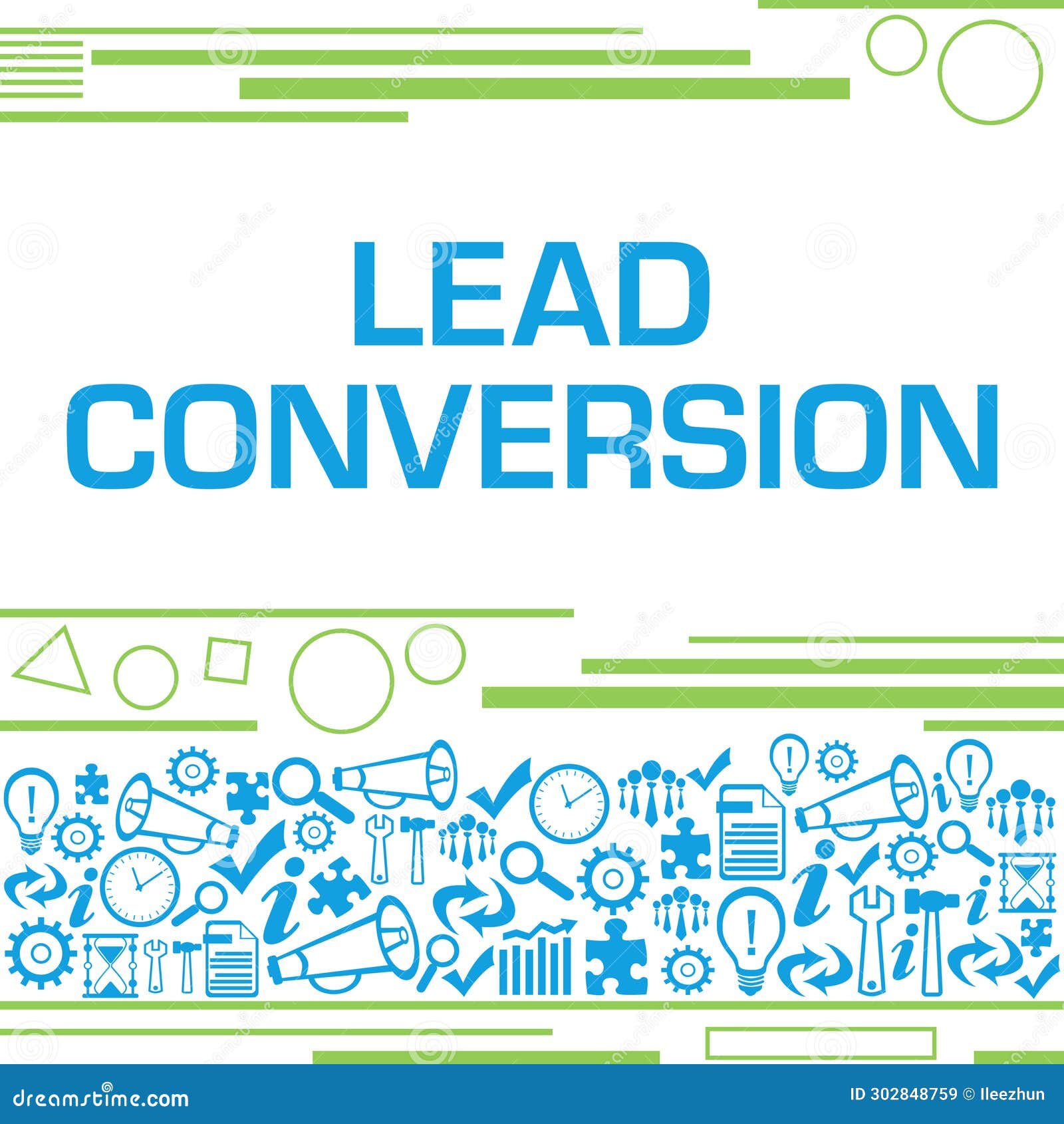 Lead Conversion Green Blue Texture Bottom Square Business Symbols Stock ...
