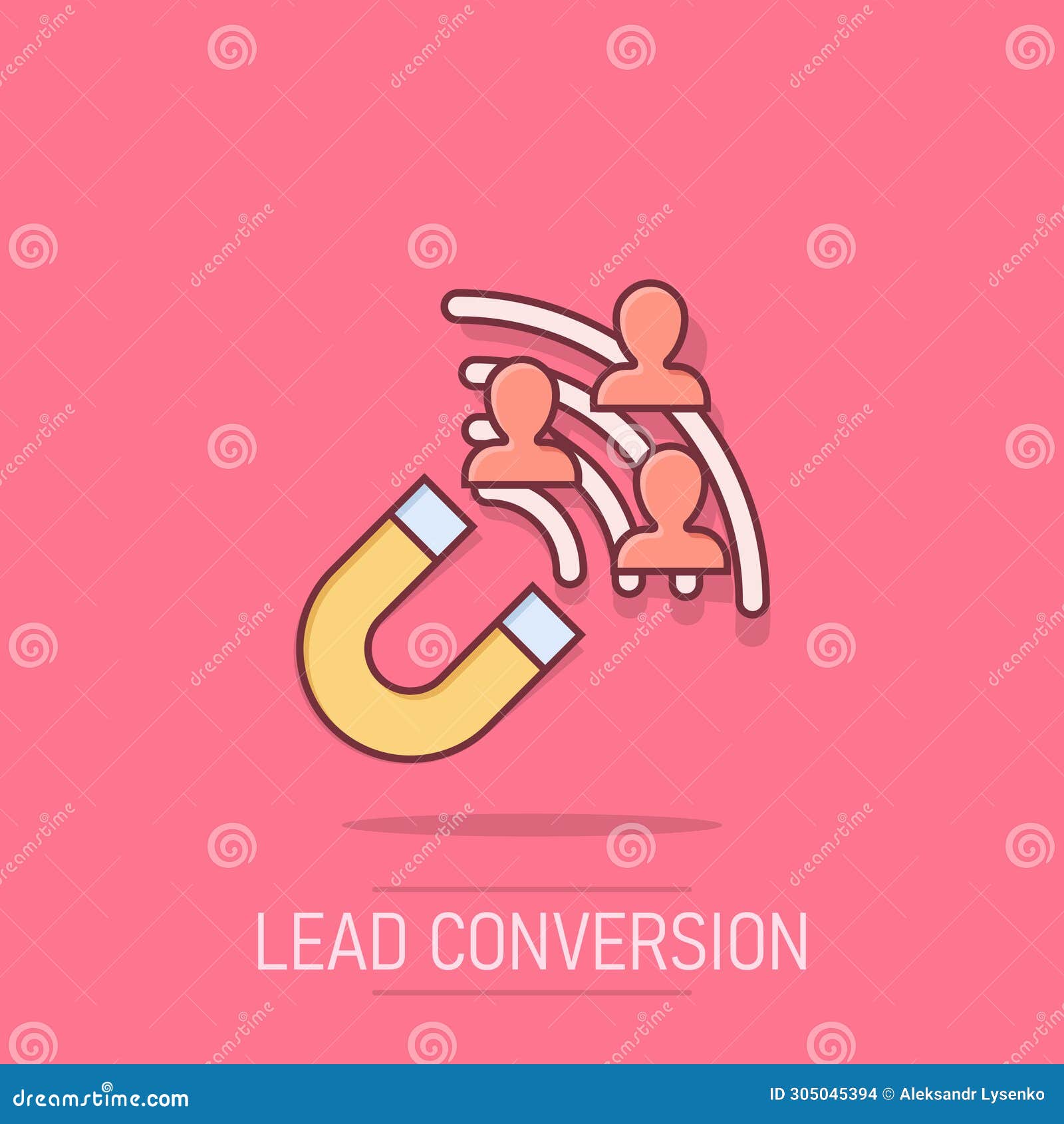Lead Conversion Icon in Comic Style. Attract Cartoon Vector ...