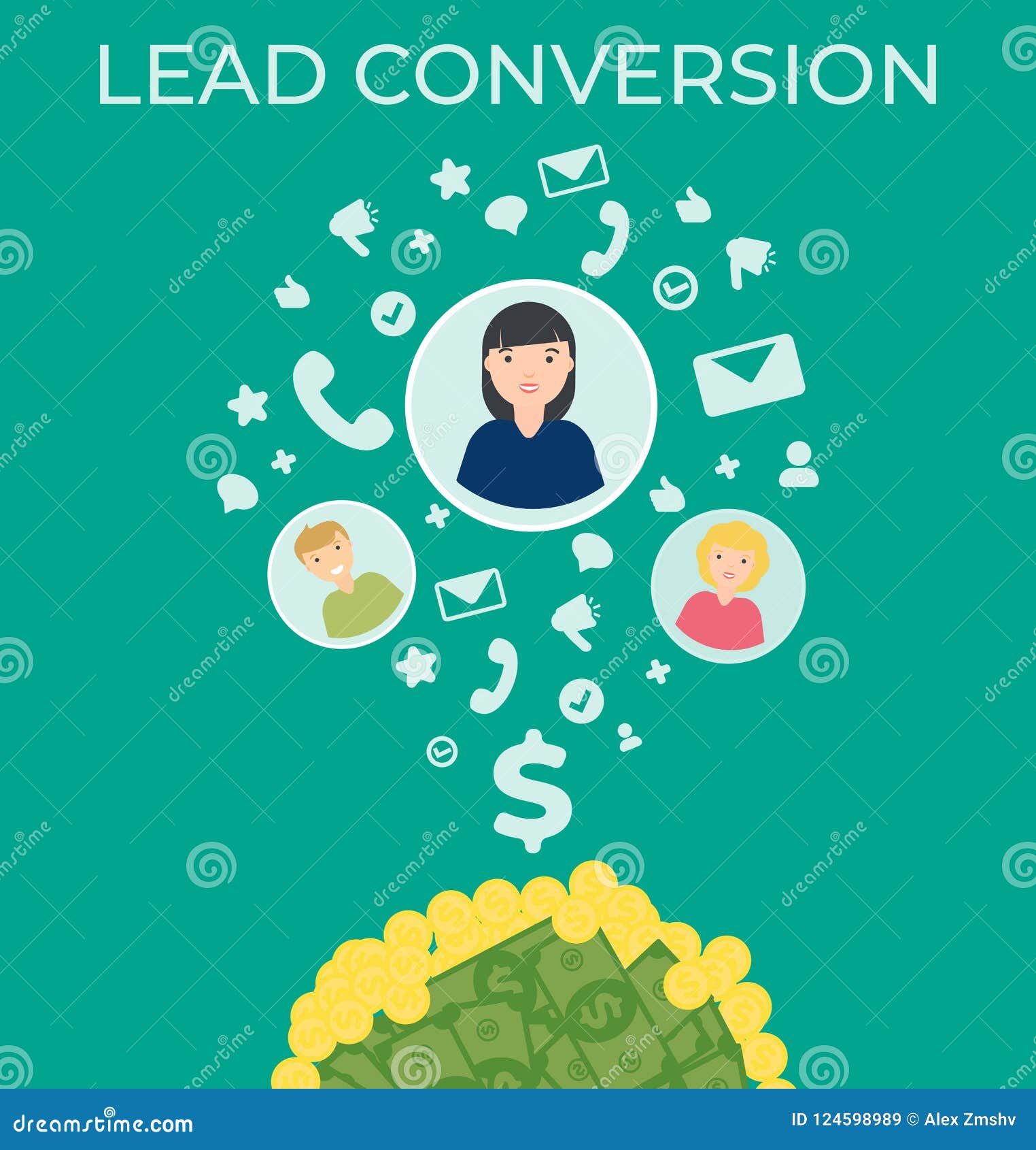 Lead Conversion Vector Flat Illustration Stock Vector - Illustration of ...