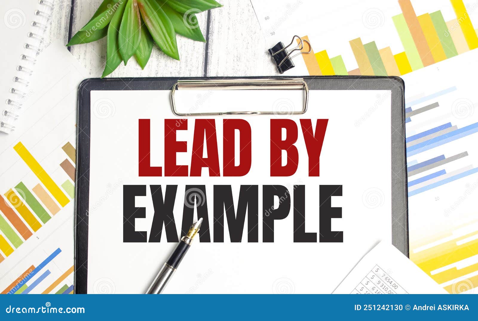 Lead by Example. Text on Notepad on Wood Table Stock Photo - Image of ...