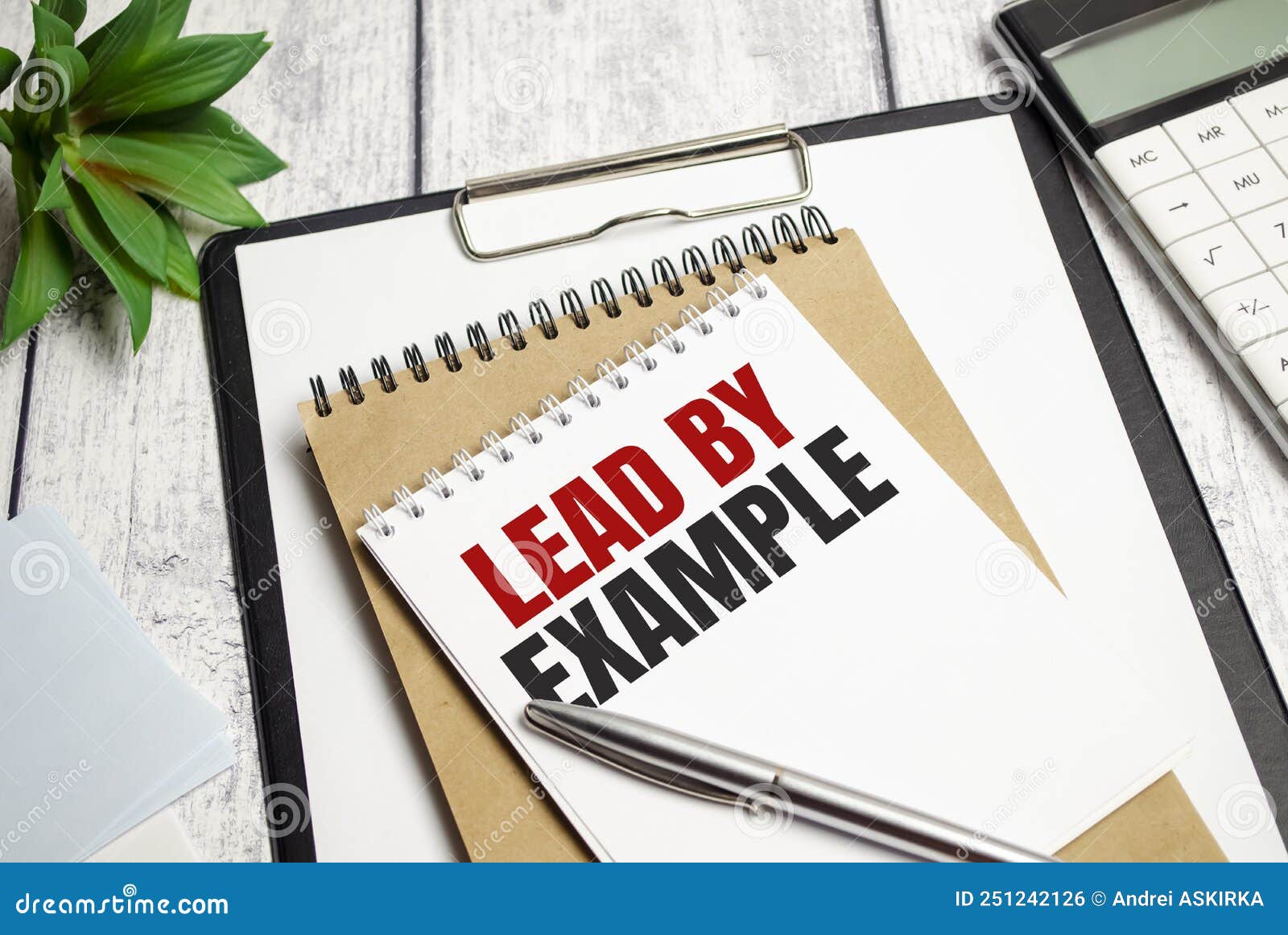 Lead by Example, Text on White Paper on the Light Background with ...