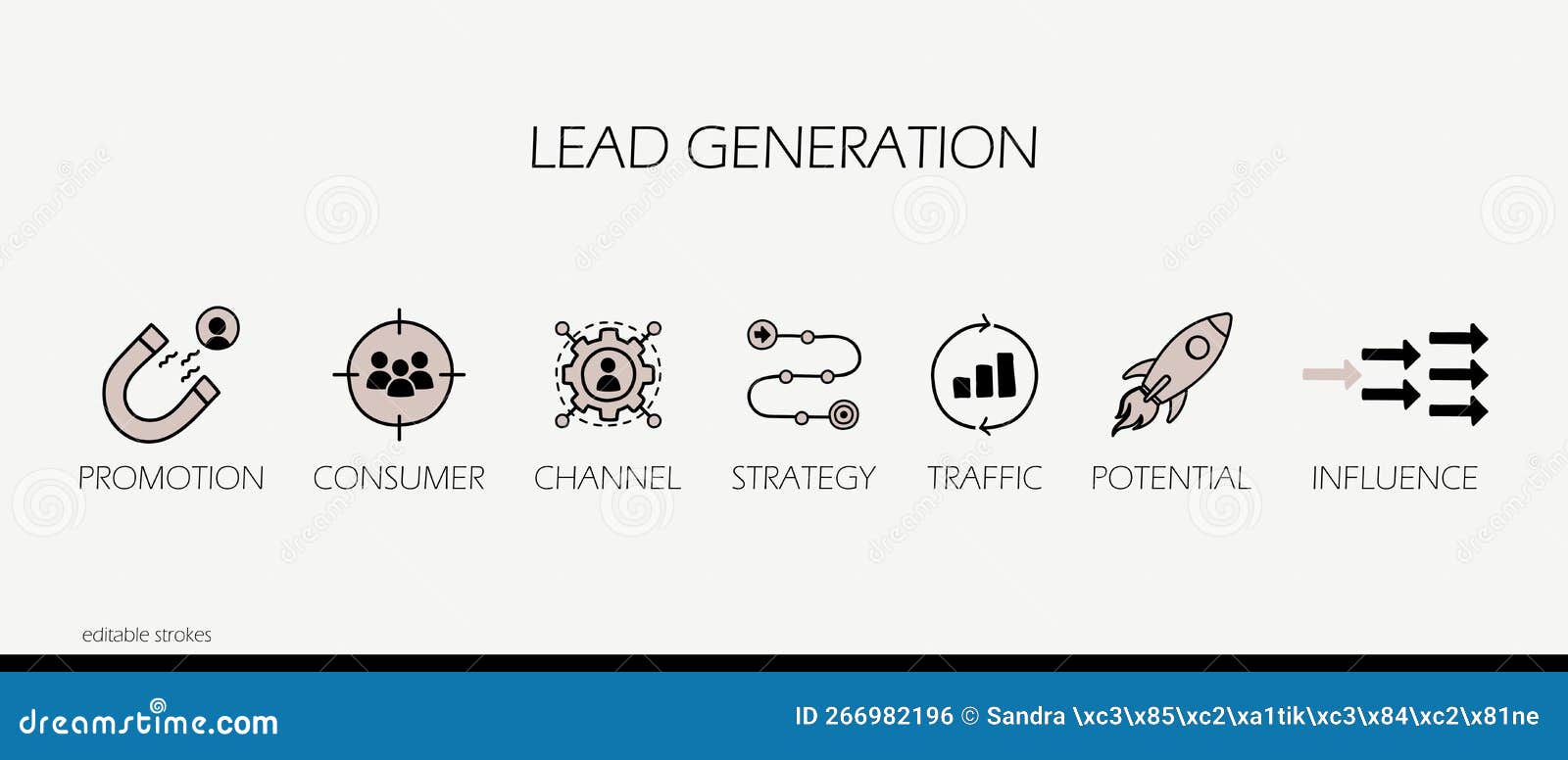 Hand Drawn Icon Set of Marketing Lead Generation Stock Vector ...