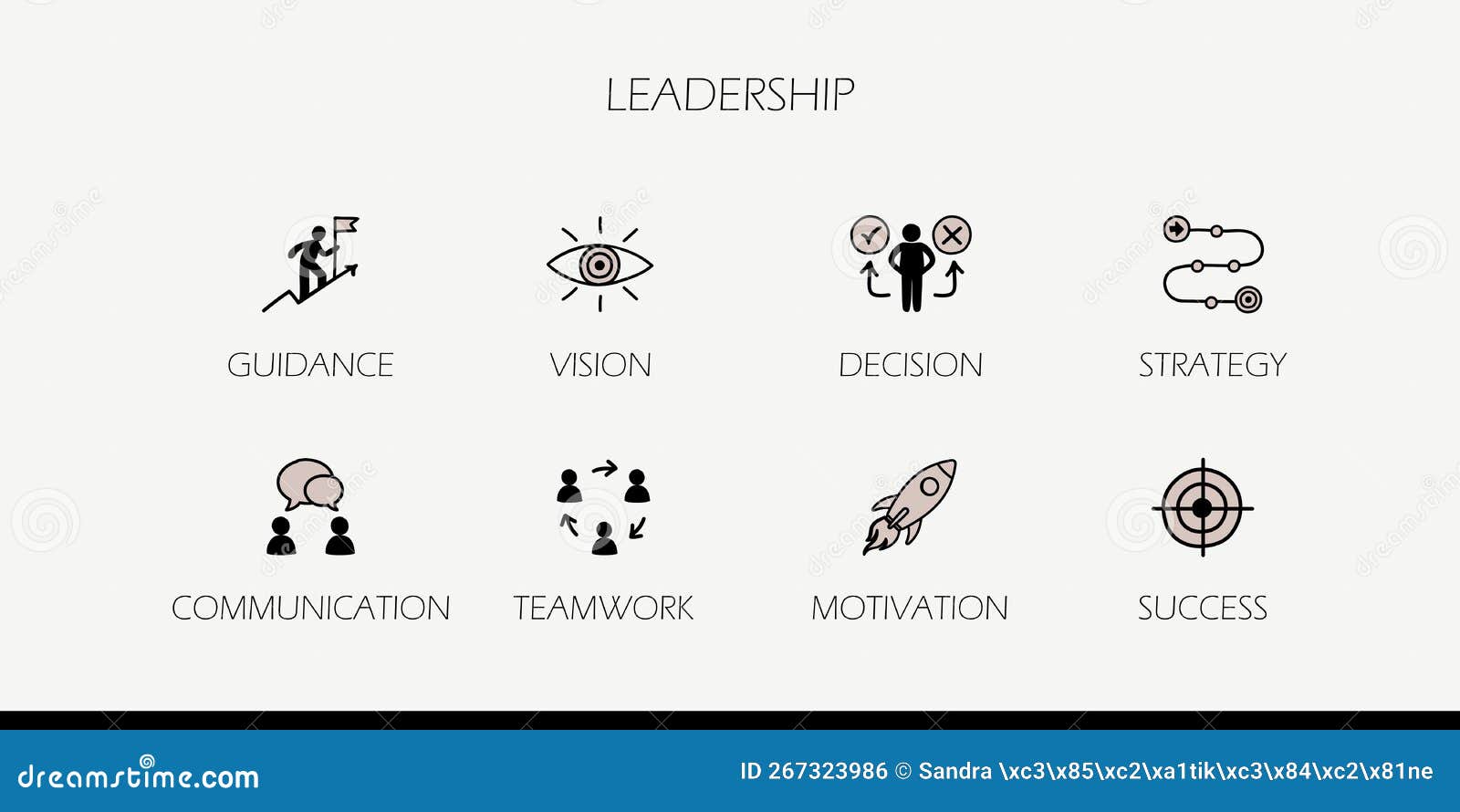 Leadership Web Icon Set for Business Management Career. Stock Vector ...