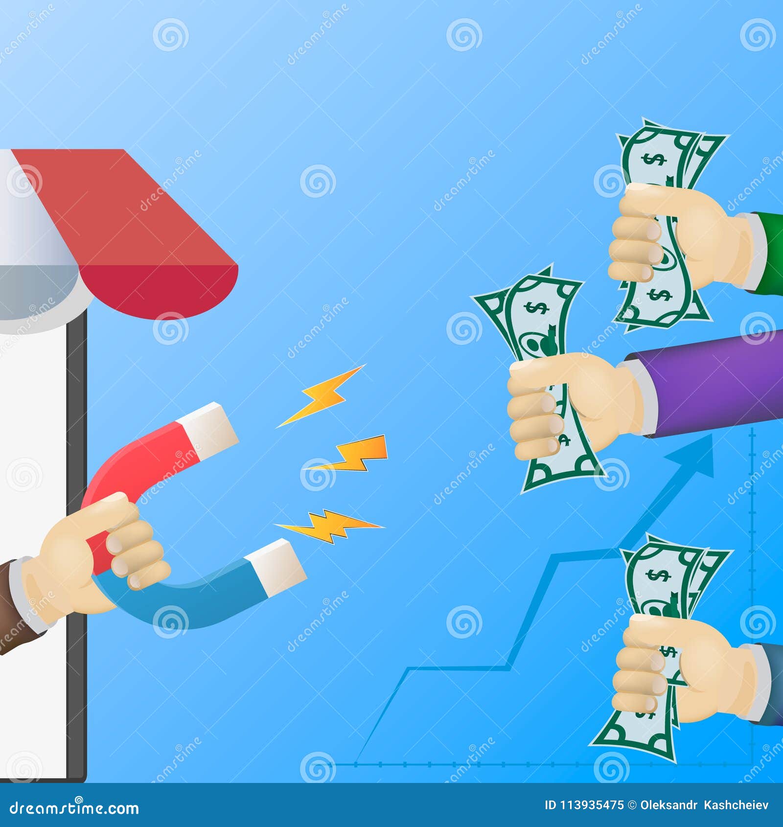 Lead Generation Concept with Magnet. Vector Illustration Stock ... Lead Generation Concept with Magnet. Vector Illustration Stock ...