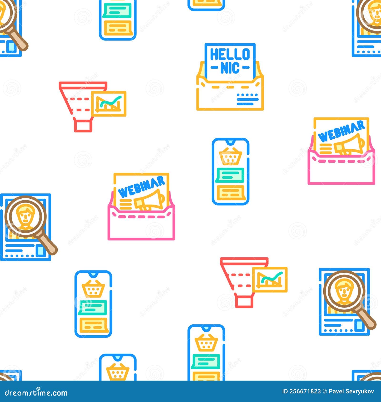 Lead Generation Customer Business Vector Seamless Pattern Stock ...