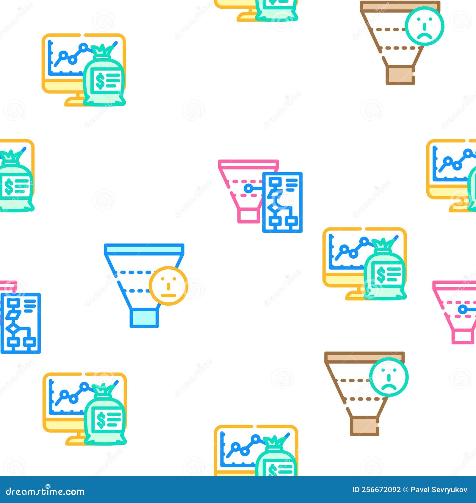 Lead Generation Customer Business Vector Seamless Pattern Stock Vector ...