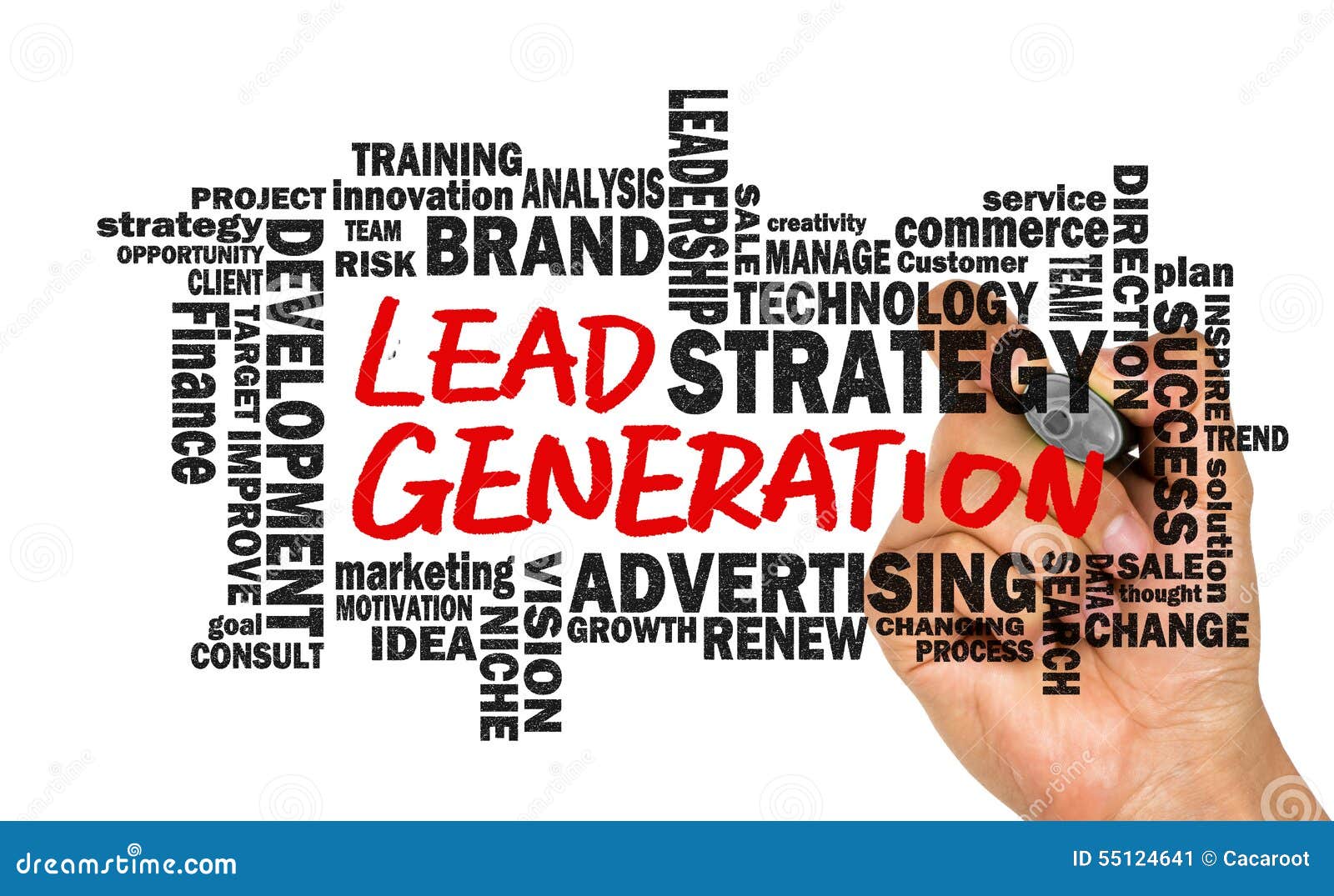 Lead Generation Handwritten on Whiteboard with Related Words Cloud ...