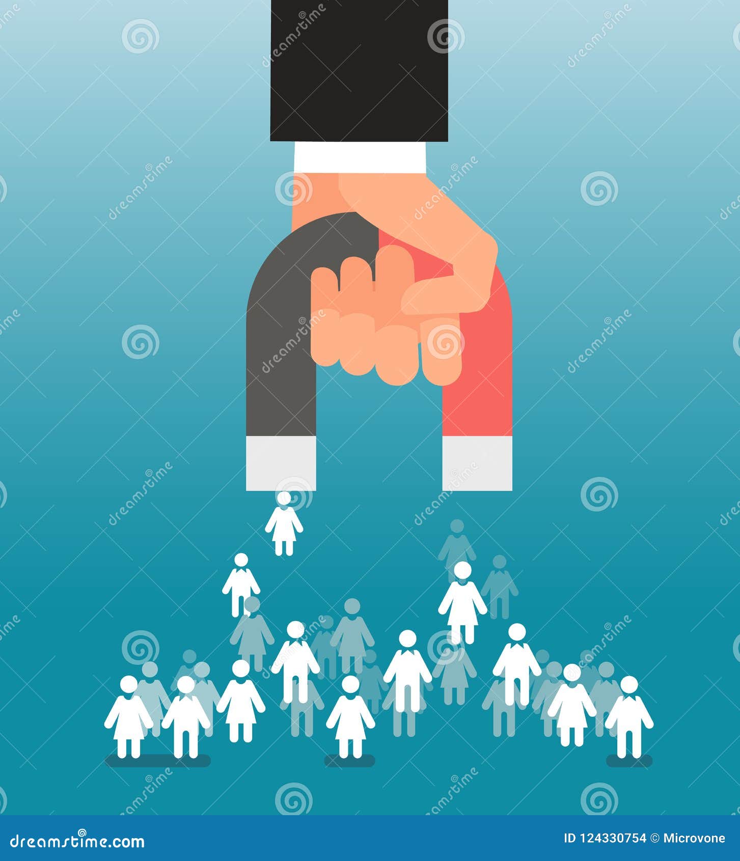 Lead Generation. Magnet in Hand Attracts Consumers Stock Vector ...