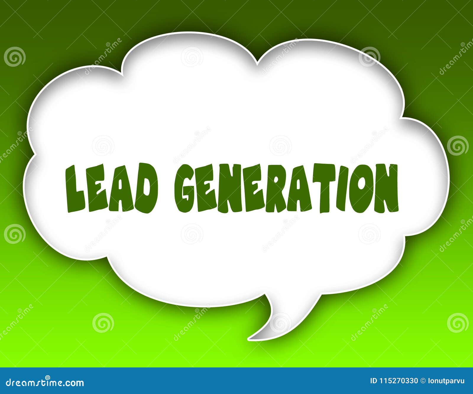 LEAD GENERATION Message on Speech Cloud Graphic. Green Background Stock ...
