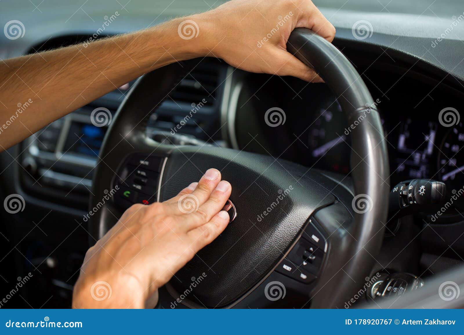 Lead Hands of the Person on the Road. Beep. Stock Image - Image of ...