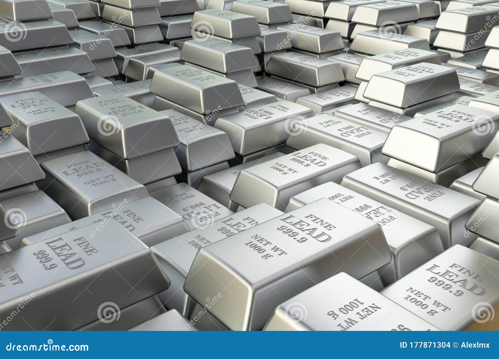 Lead Ingots, Bars Background. 3D Rendering Stock Illustration ...
