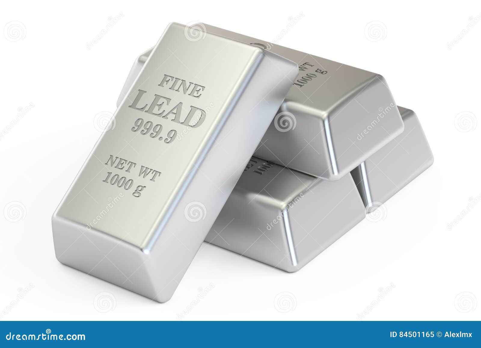 Lead ingots, 3D rendering stock illustration. Illustration of closeup ...