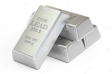 Lead ingots, 3D rendering stock illustration. Illustration of closeup ...
