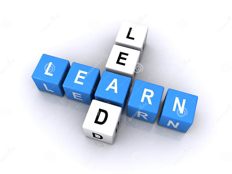 Lead and learn word cubes stock image. Image of communication - 21865687