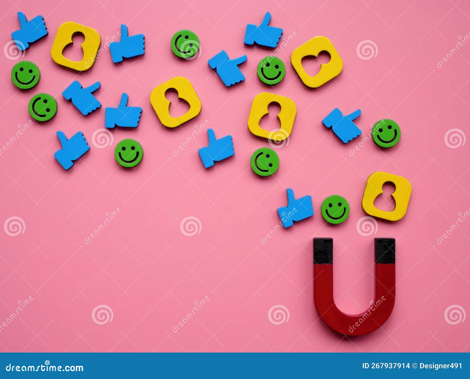 The Lead Magnet Attracts Likes and Smile Emoticons. Stock Photo - Image ...