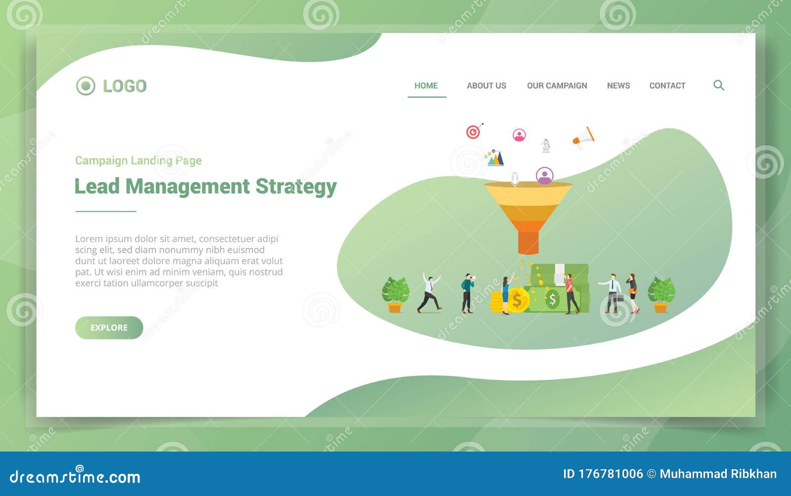 Lead Management Strategy for Website Template or Landing Homepage Stock ...