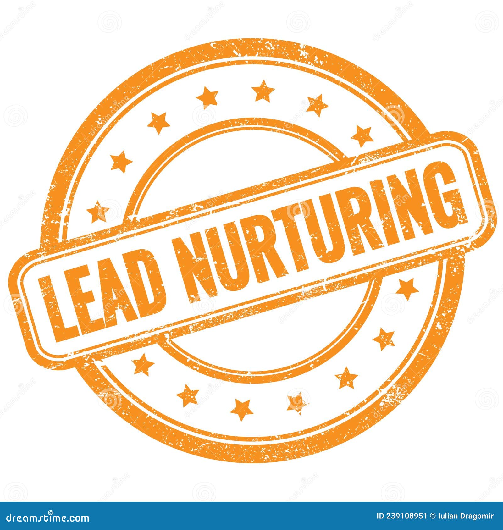 LEAD NURTURING Words on Orange Round Stamp Stock Illustration ...