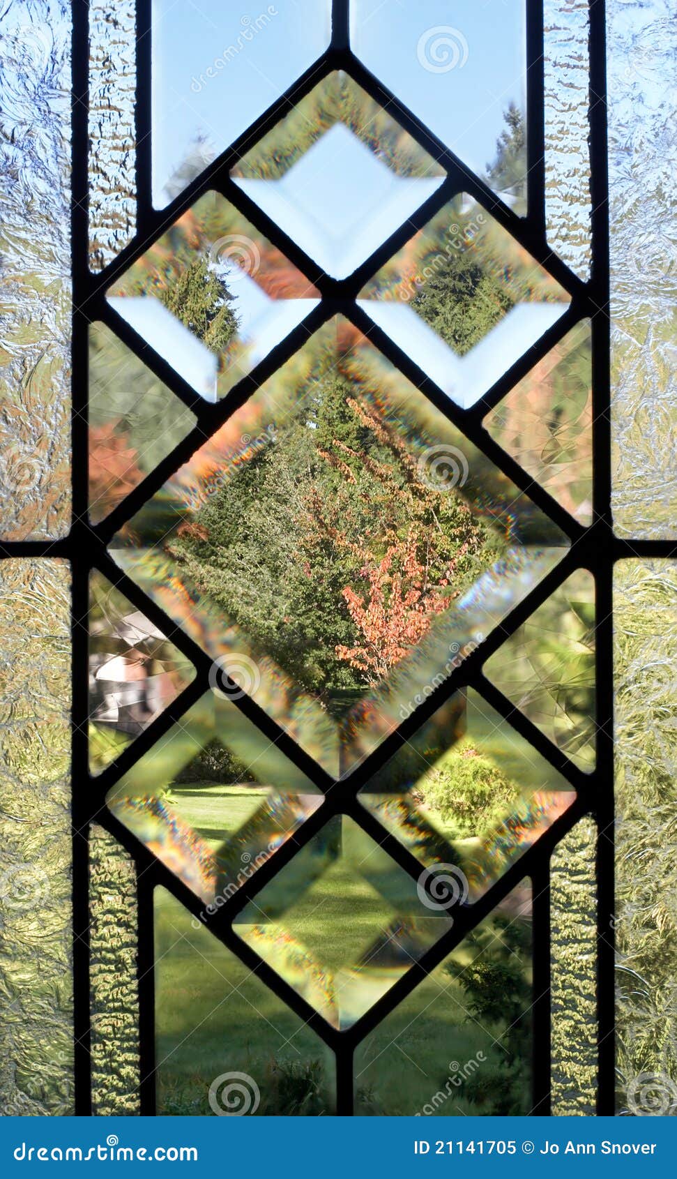 Lead paned window stock image. Image of edged, autumn - 21141705