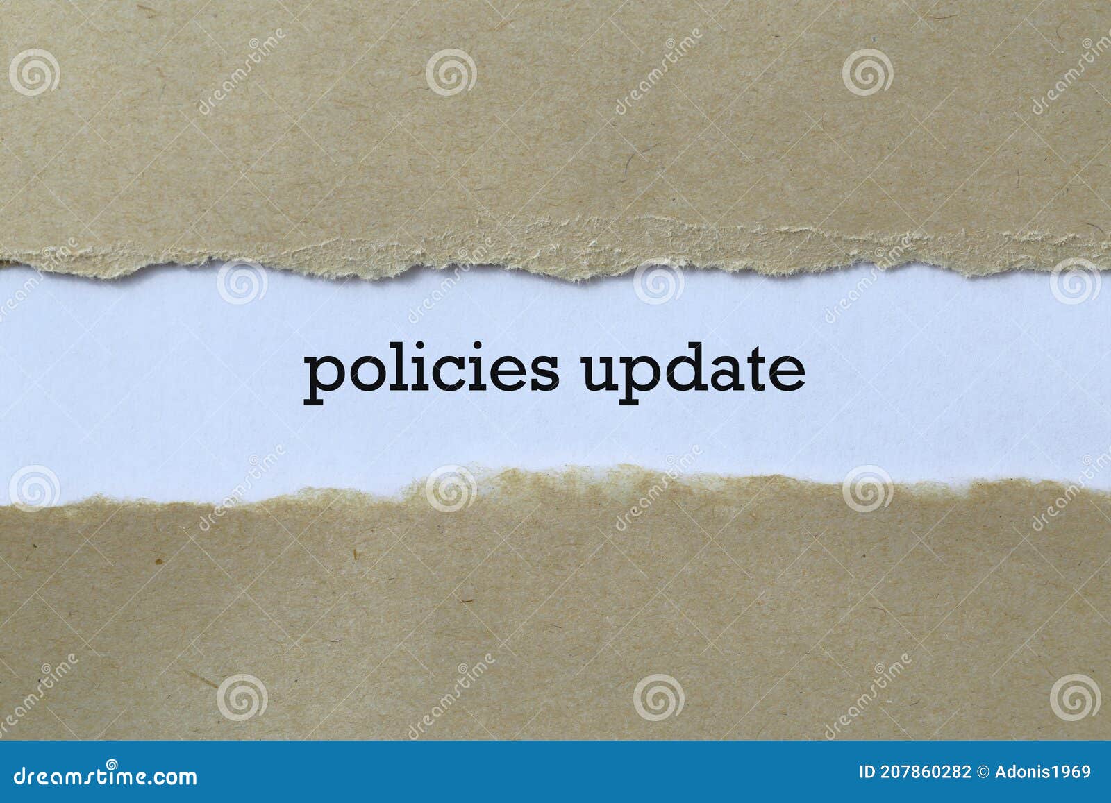 Policies update on paper stock photo. Image of index - 207860282