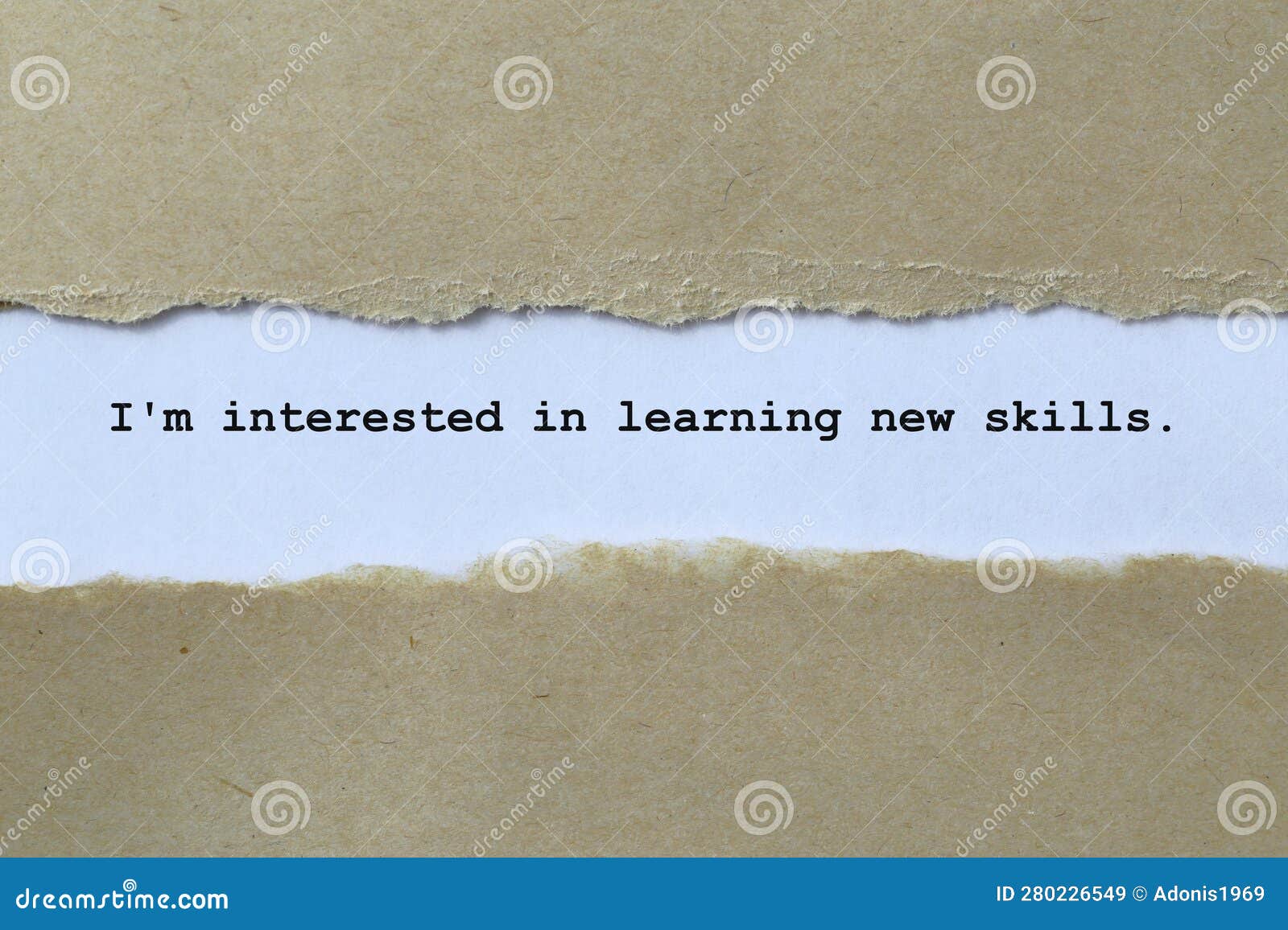 I am Interested in Learning New Skills on White Paper Stock Image ...