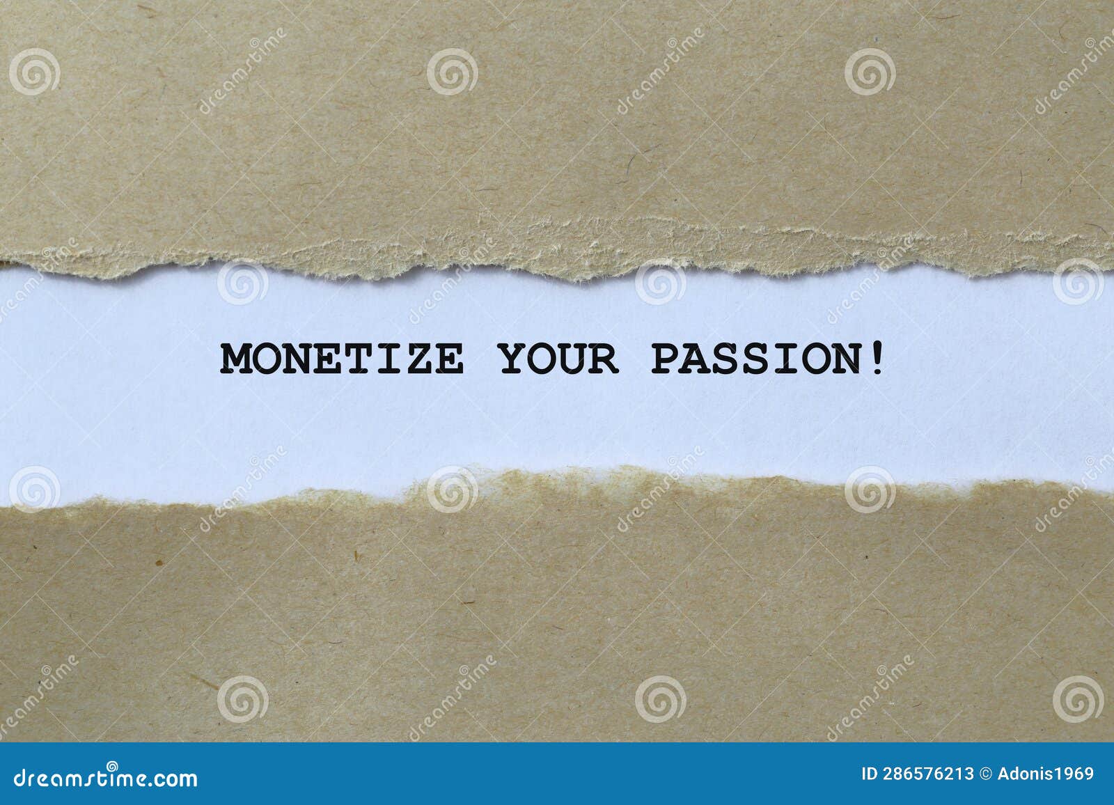 Monetize Your Passion on White Paper Stock Image - Image of creative ...