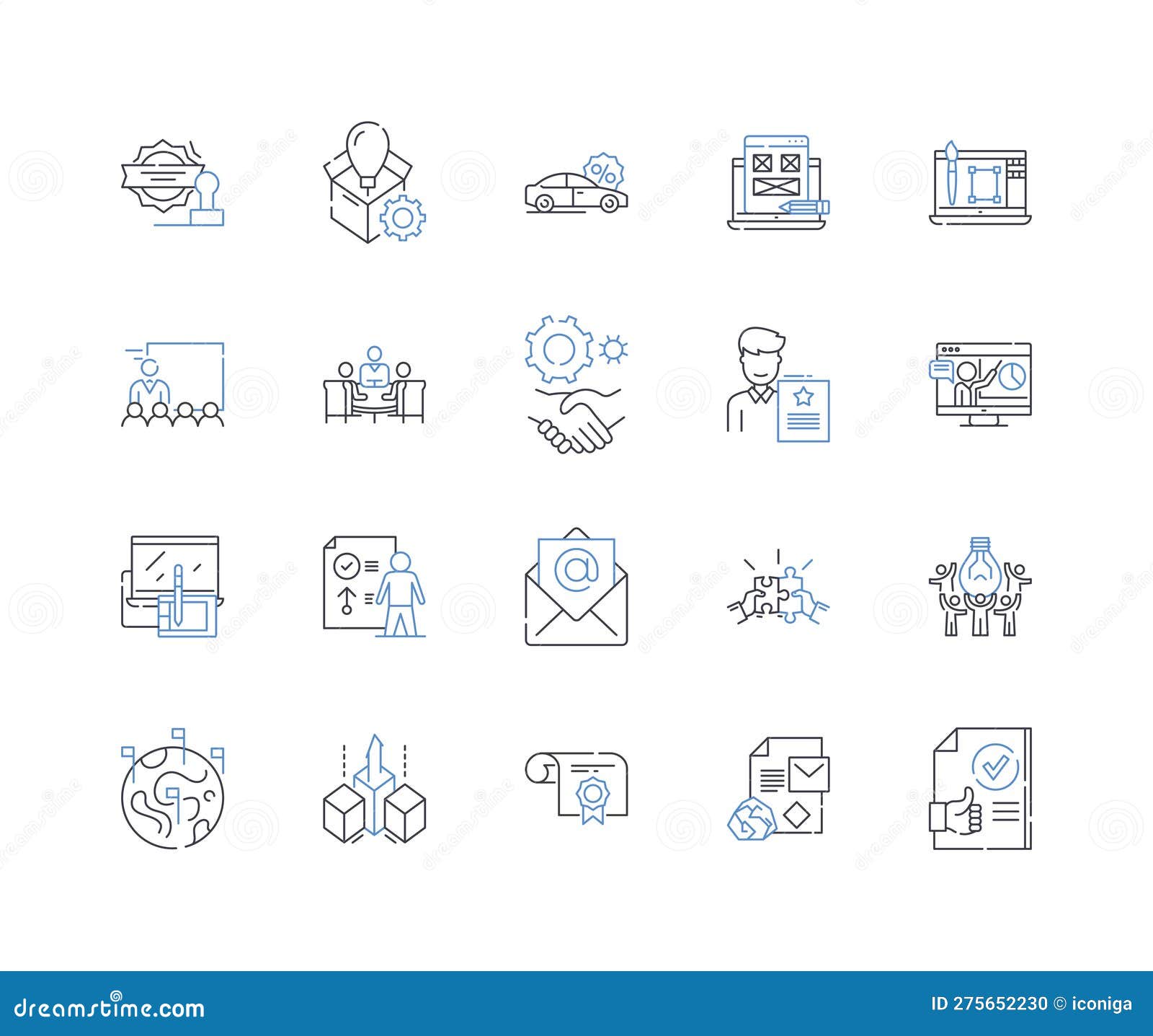 Lead Research Line Icons Collection. Prospecting, Analysis ...
