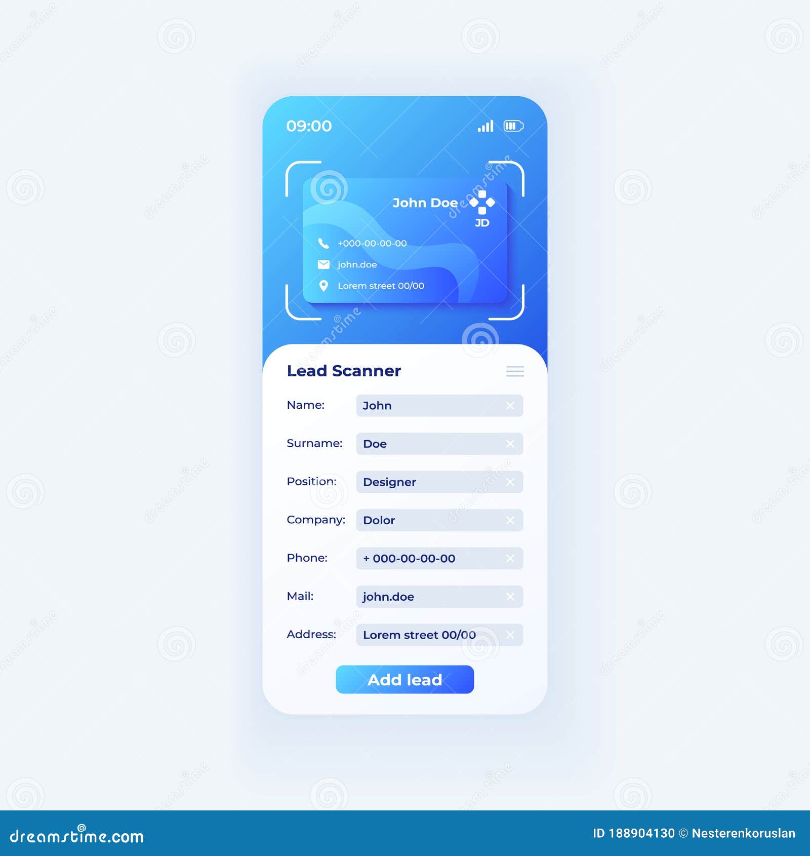 Lead Scanner Smartphone Interface Vector Template Stock Vector ...