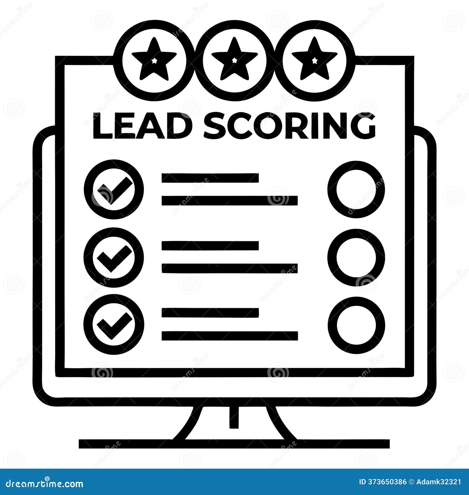 Lead Scoring System Computer Screen With Checklists And Stars For ...