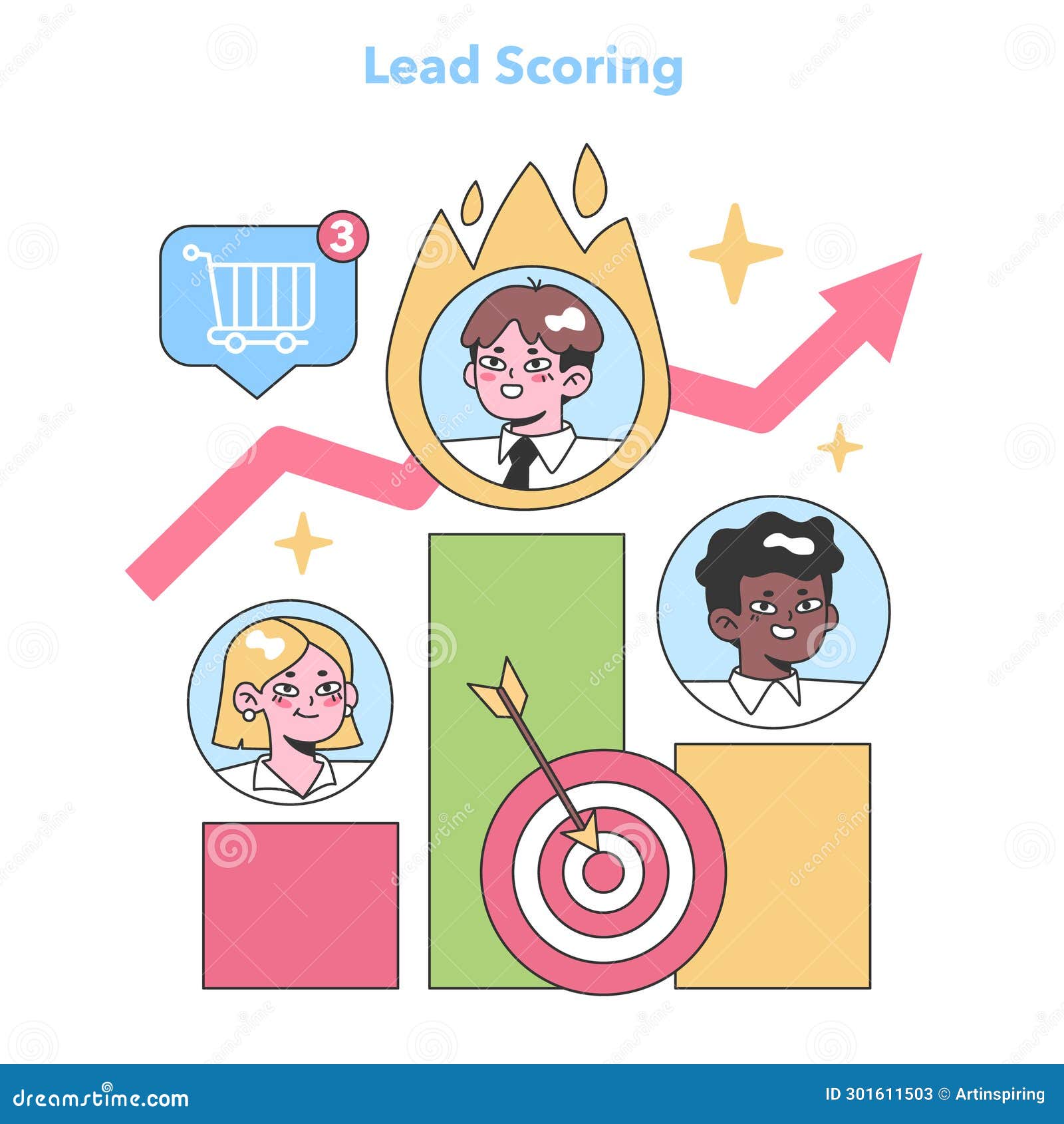 Lead Scoring Flat Vector Icon. Ideal Customer Profile Business Concept ...