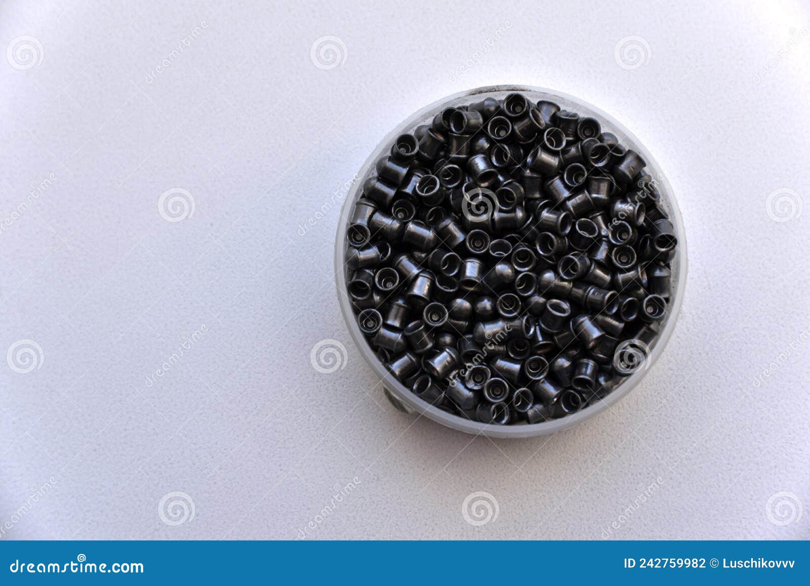 Lead Sports Pneumatic Bullets in a Jar Stock Photo - Image of macro ...