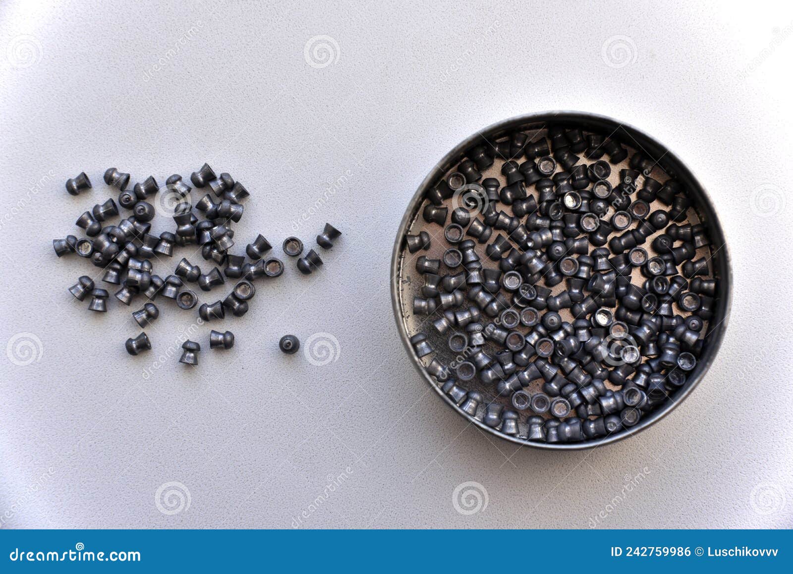 Lead Sports Pneumatic Bullets in a Jar Stock Photo - Image of black ...