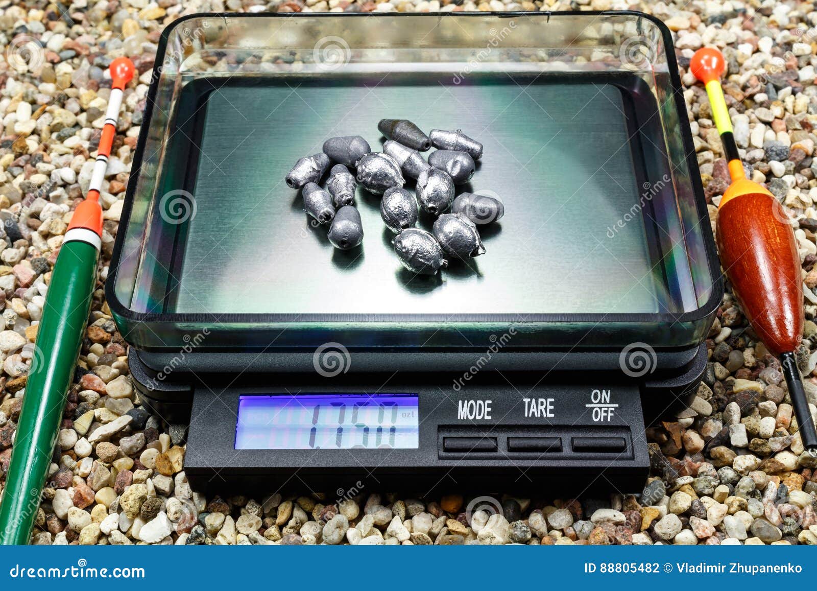 Lead Weights for Fishing Floats on a Pocket Scale Stock Photo - Image ...