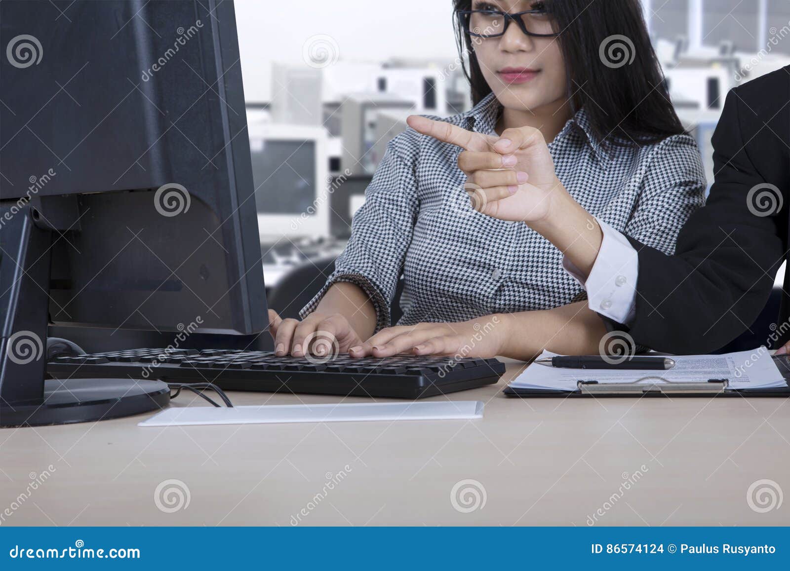 Leader and Assistant with Computer on Workplace Stock Photo - Image of ...