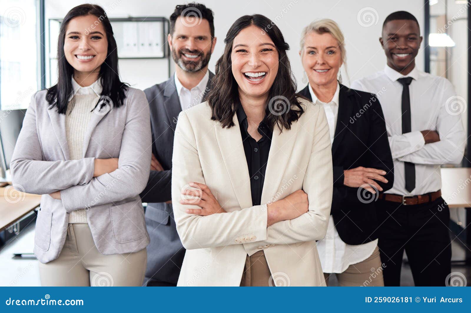 A Leader of the Best Team. a Group of Businesspeople Standing in an ...